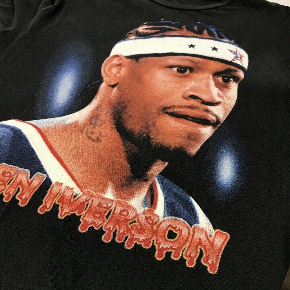 Allen Iverson Grail Rare Vintage Big Face Rap Tee Dou… - Gem